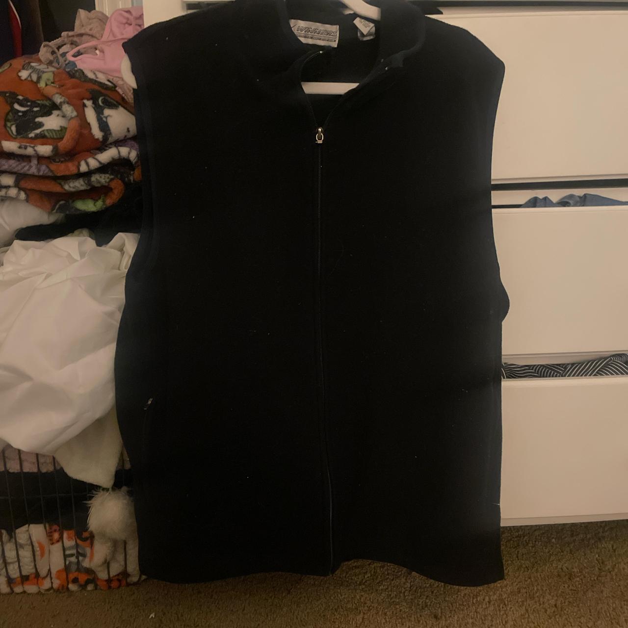 black vest size: XL #oversized #vest #black - Depop
