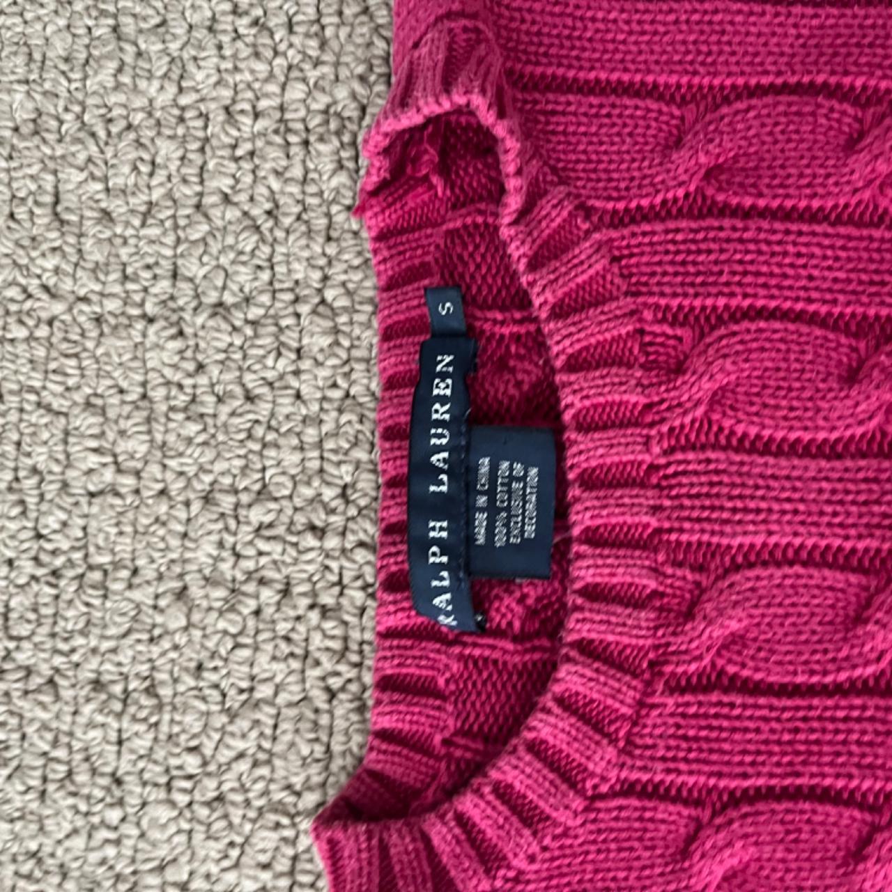 Polo Ralph Lauren Knit Sweater Hot Pink Colour Worn... - Depop