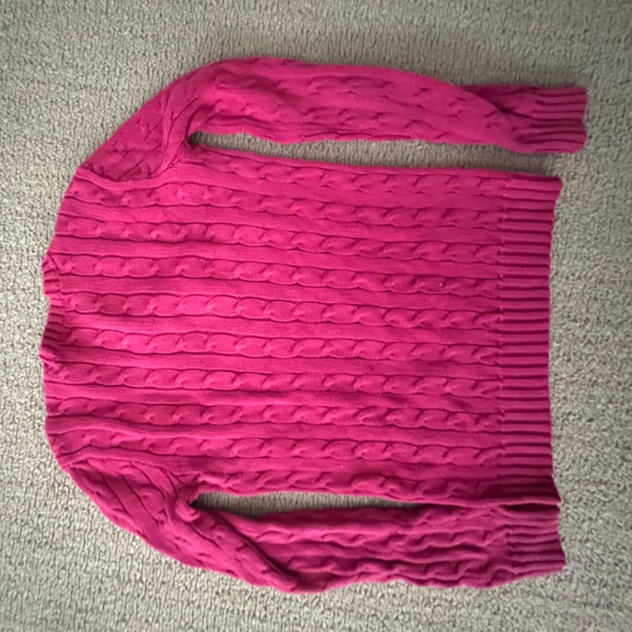 Polo Ralph Lauren Knit Sweater Hot Pink Colour Worn... - Depop