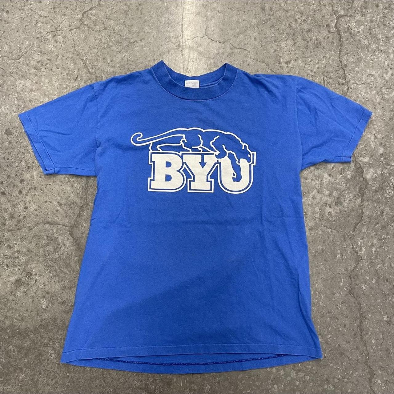 Vintage 80s/90s BYU graphic tshirt size large... - Depop
