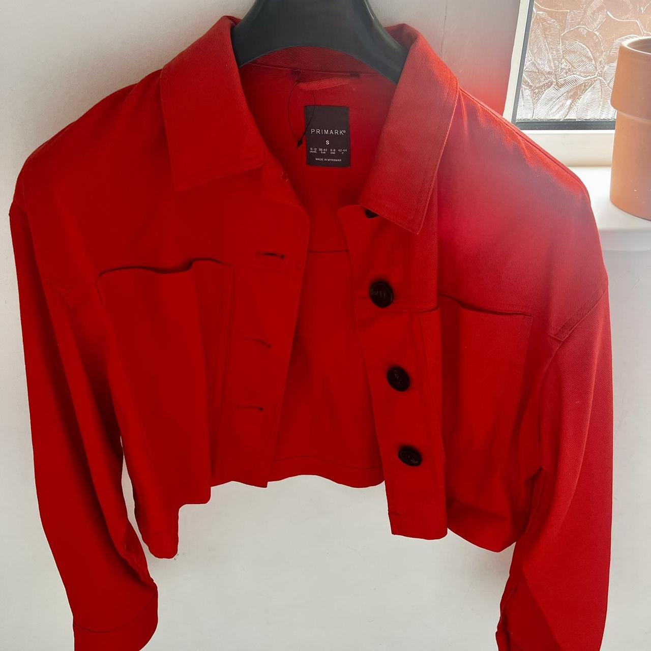 Bright red cropped jacket from Primark. Only worn... - Depop