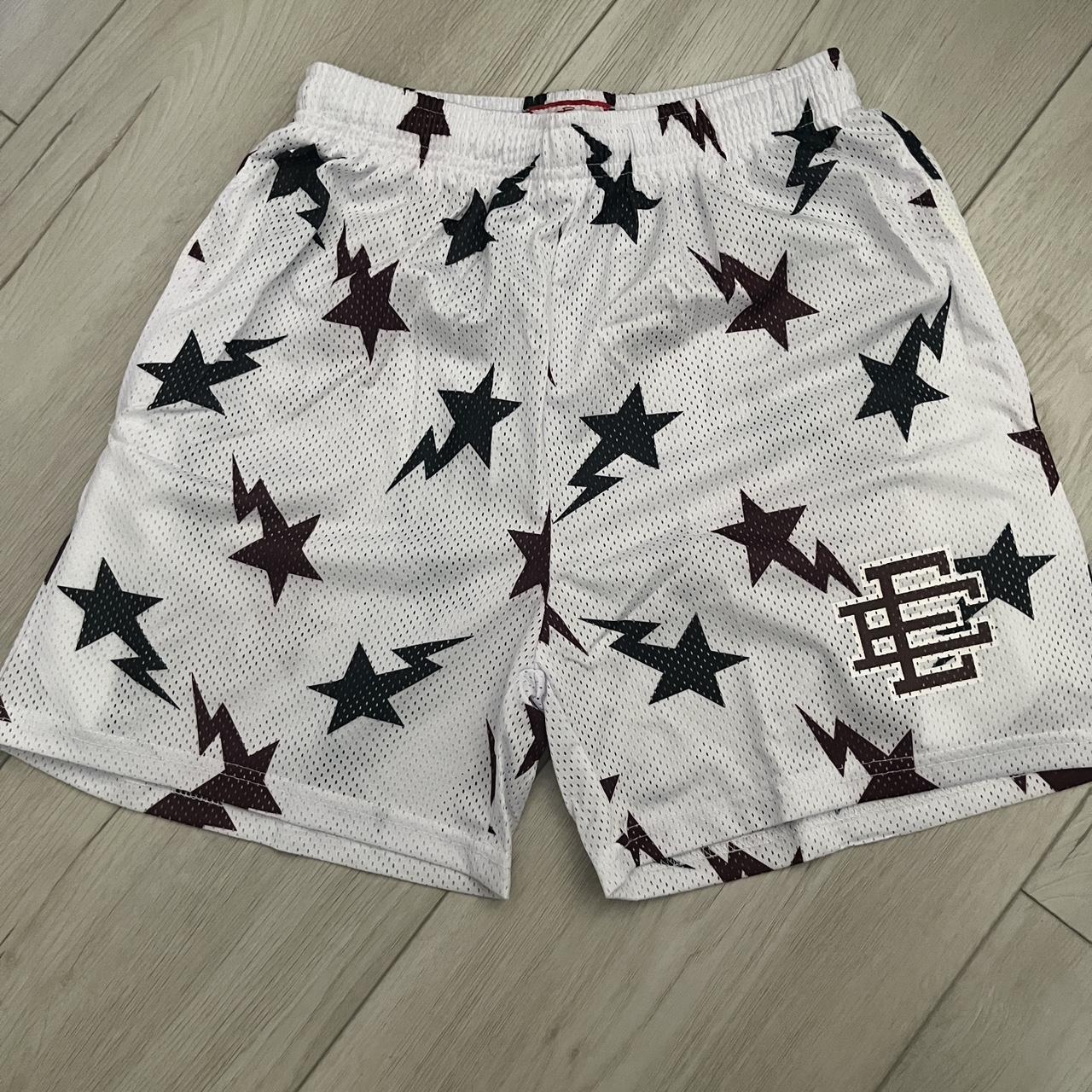 Eric Emanuel Shorts White/Brown/Black Never worn... - Depop