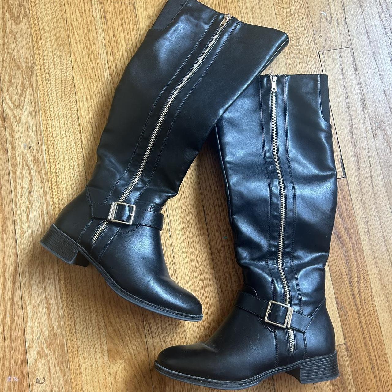 JustFab knee high riding boots with stretchy calf... - Depop