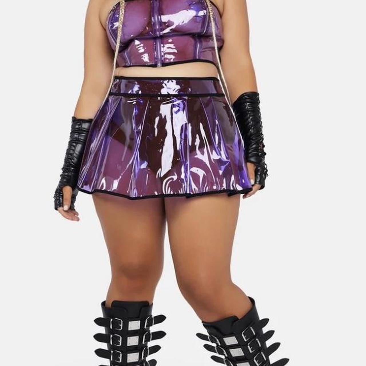 Vinyl Plastic Cropped Corset Runs small and selling... - Depop