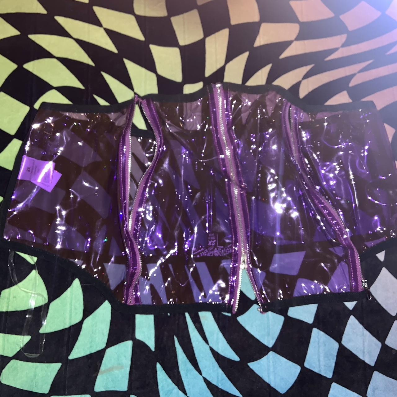 Vinyl Plastic Cropped Corset Runs small and selling... - Depop