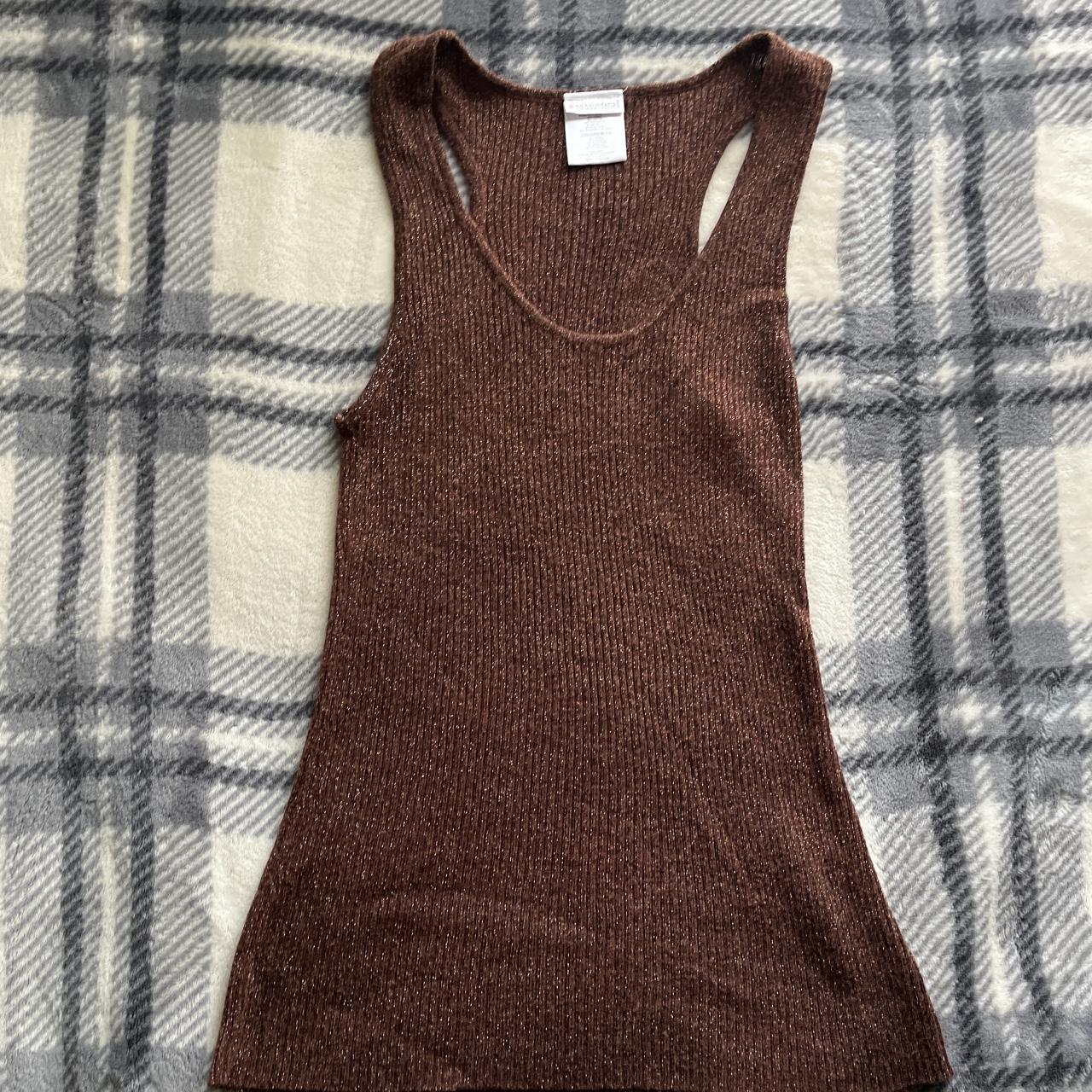 Brown Tank Top Tanktops Shiny Size Sm Depop