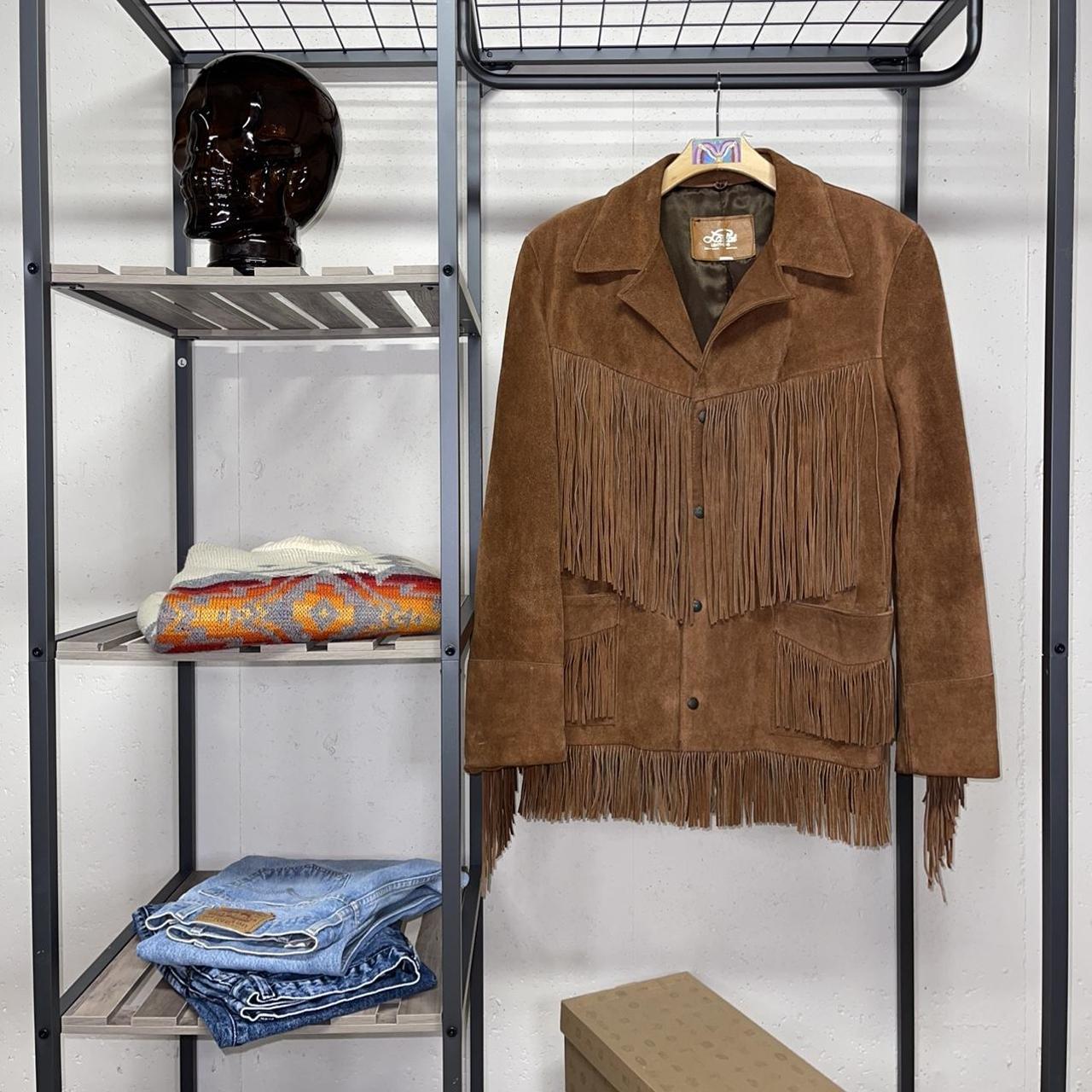 1980s Lariat Suede Leather Fringe Jacket... - Depop