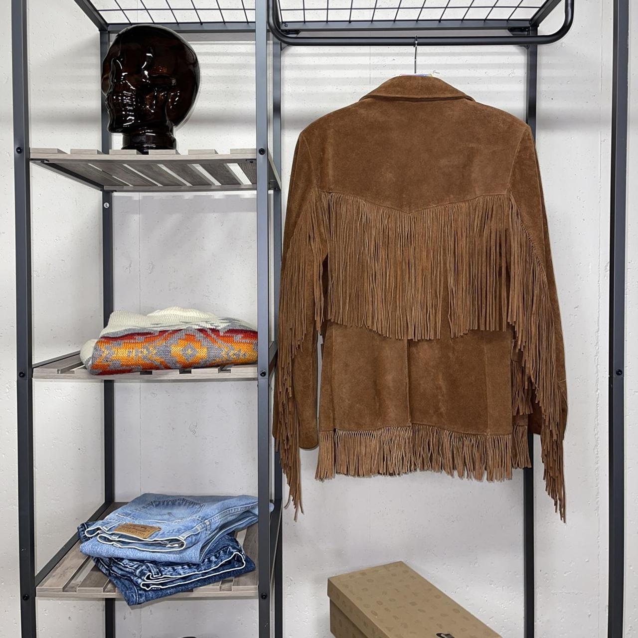 1980s Lariat Suede Leather Fringe Jacket... - Depop