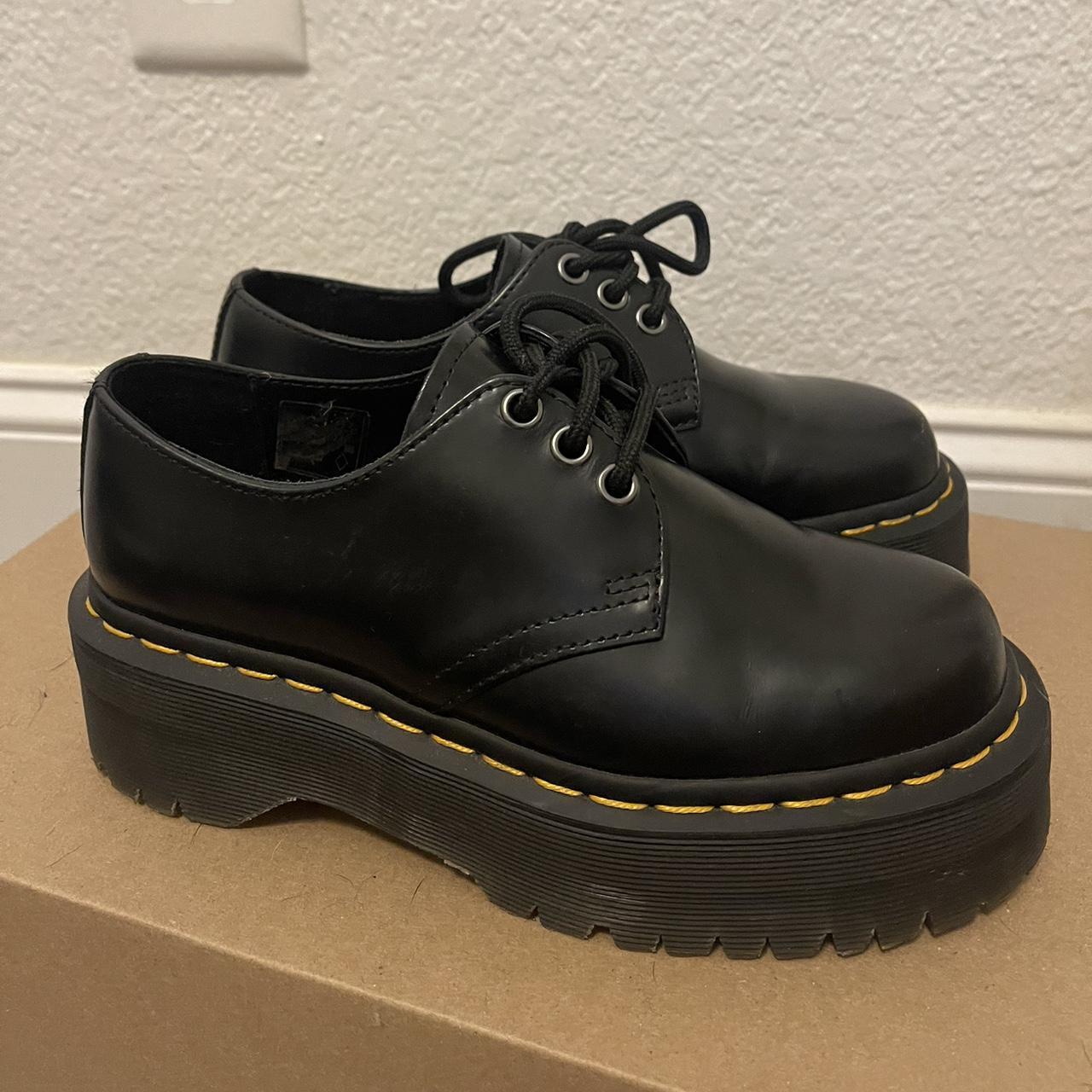 doc martens 1461 smooth leather platform shoes worn... - Depop