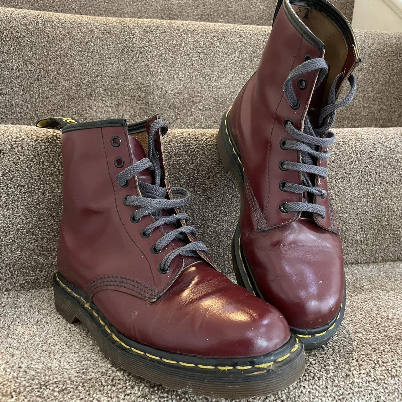 -Dr. Martens, Cherry Red, 1460 Smooth Leather Lace... - Depop