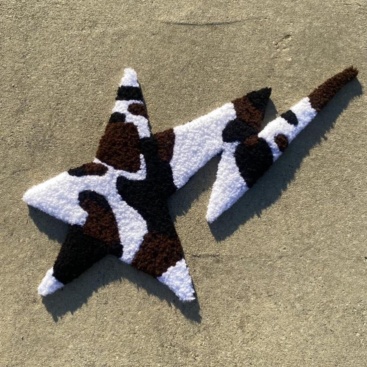 brown, white & black bape star rug 🤎 size: 2x1 ft -... - Depop
