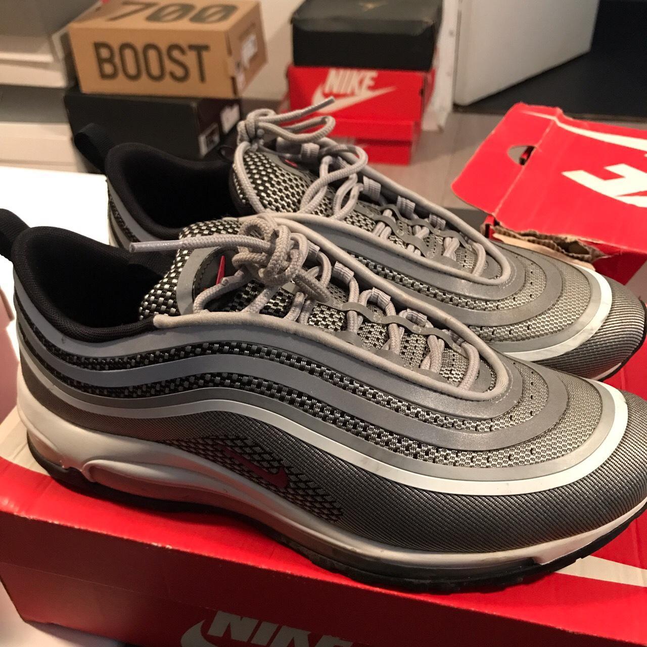 Air max 97 silver and black with red tick - Depop