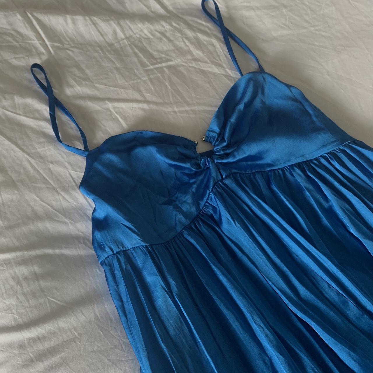 Zara blue satin ruffle maxi dress size medium... - Depop