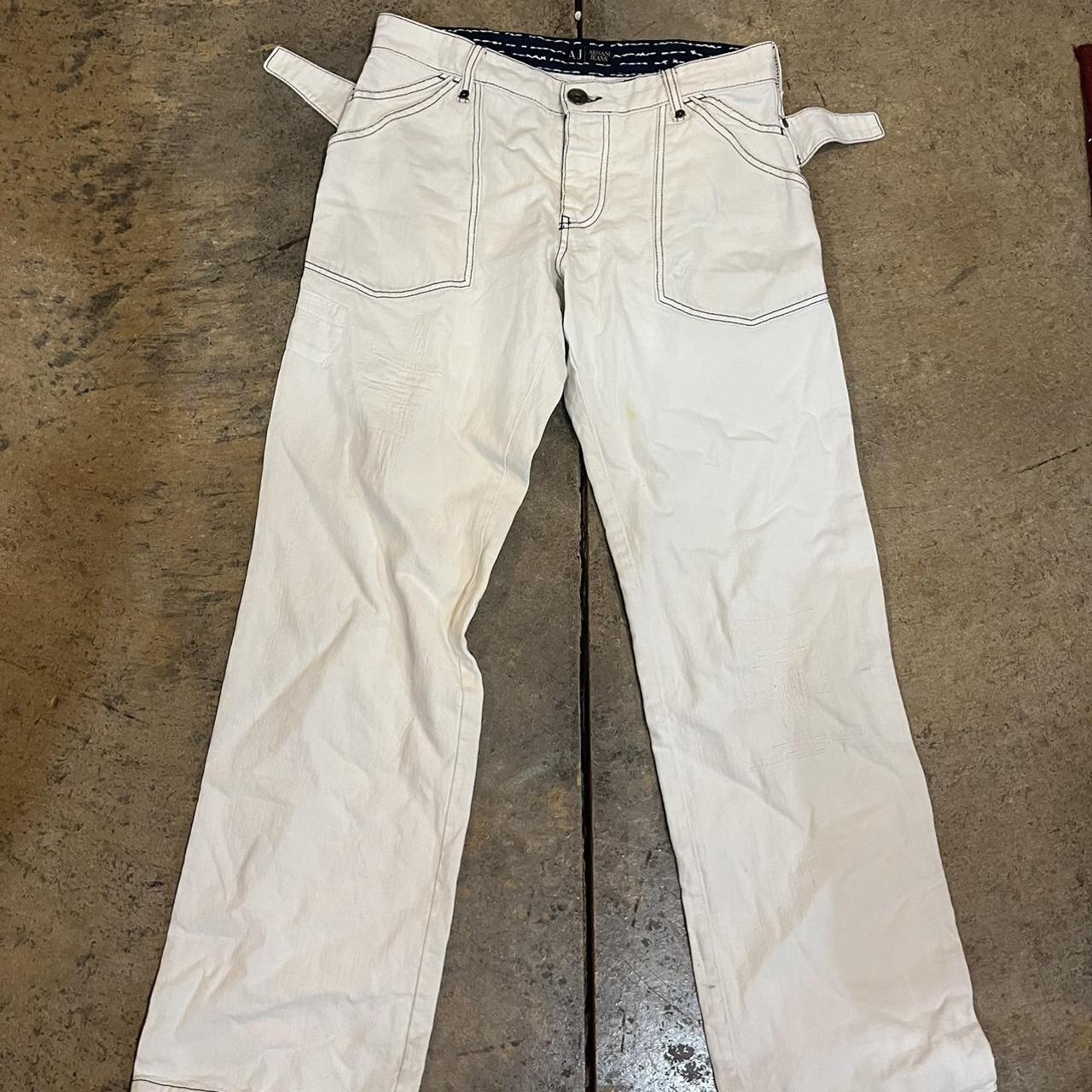 Y2K white Armani jeans - Depop