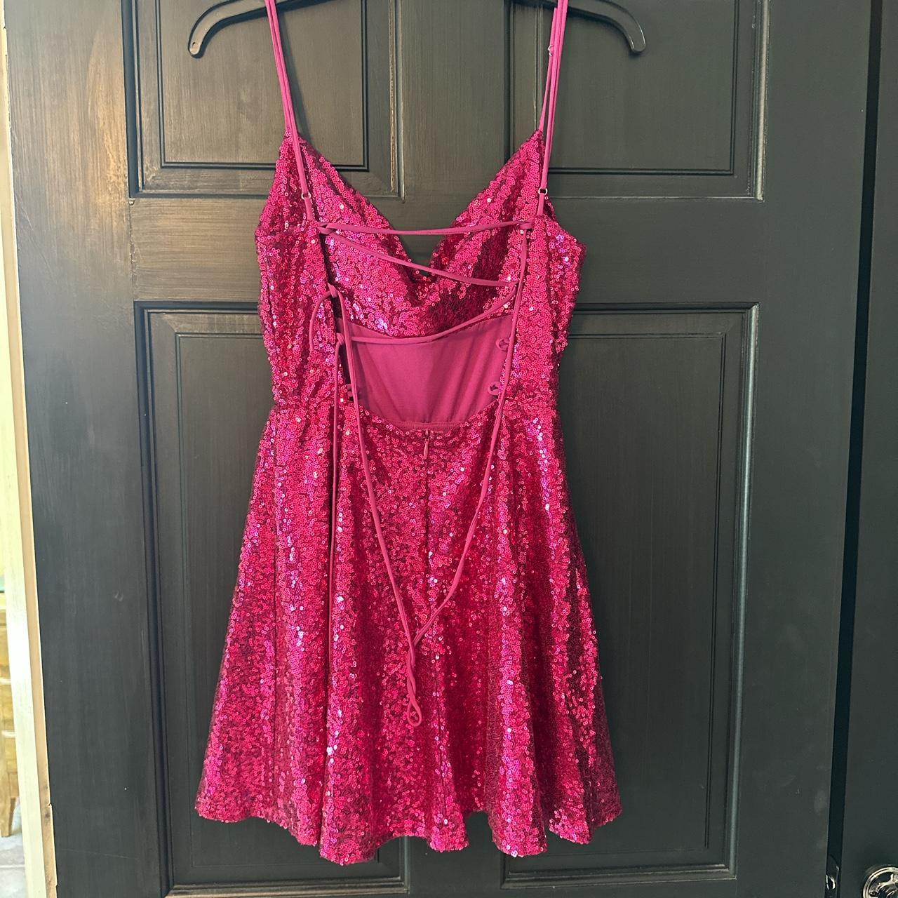 NEVER WORN Hot Pink sparkly dress perfect for... - Depop
