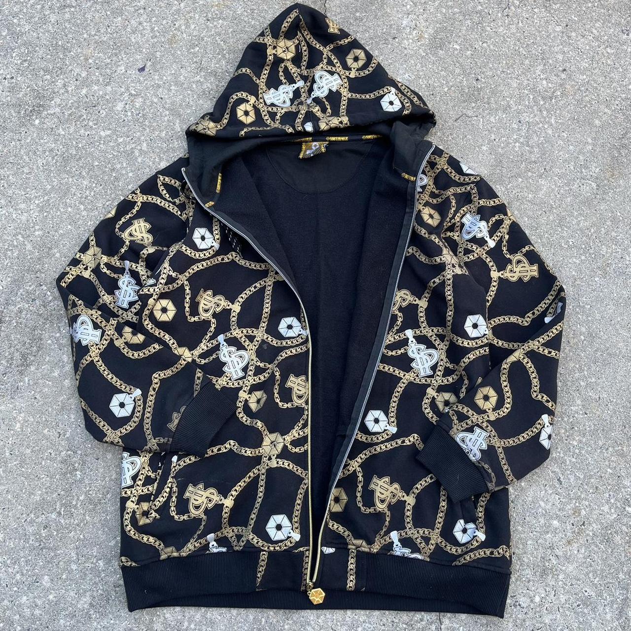 CRAZY Y2K SOUTHPOLE Gold Chain Hoodie Jesse pinkman... | Depop