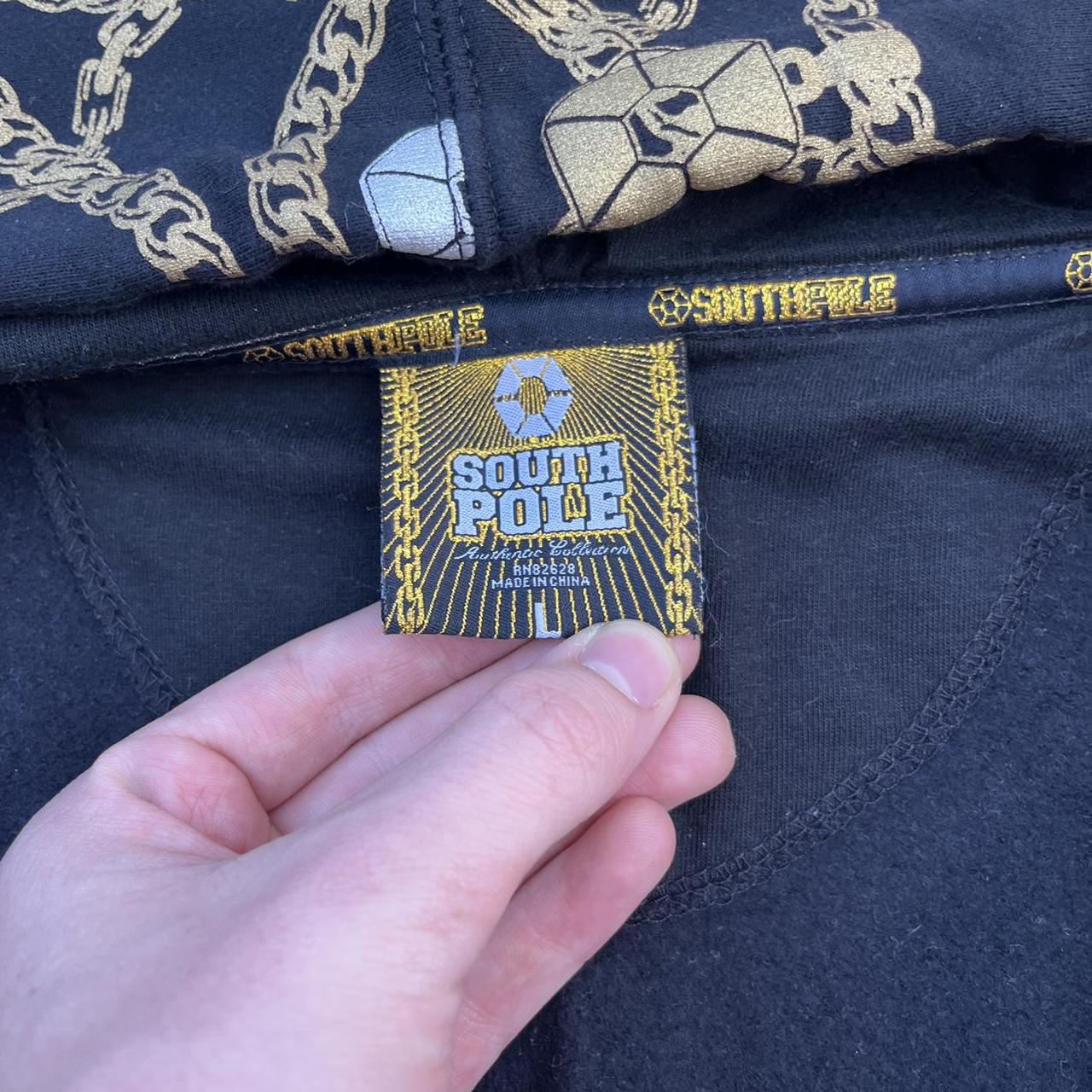 CRAZY Y2K SOUTHPOLE Gold Chain Hoodie Jesse pinkman... | Depop