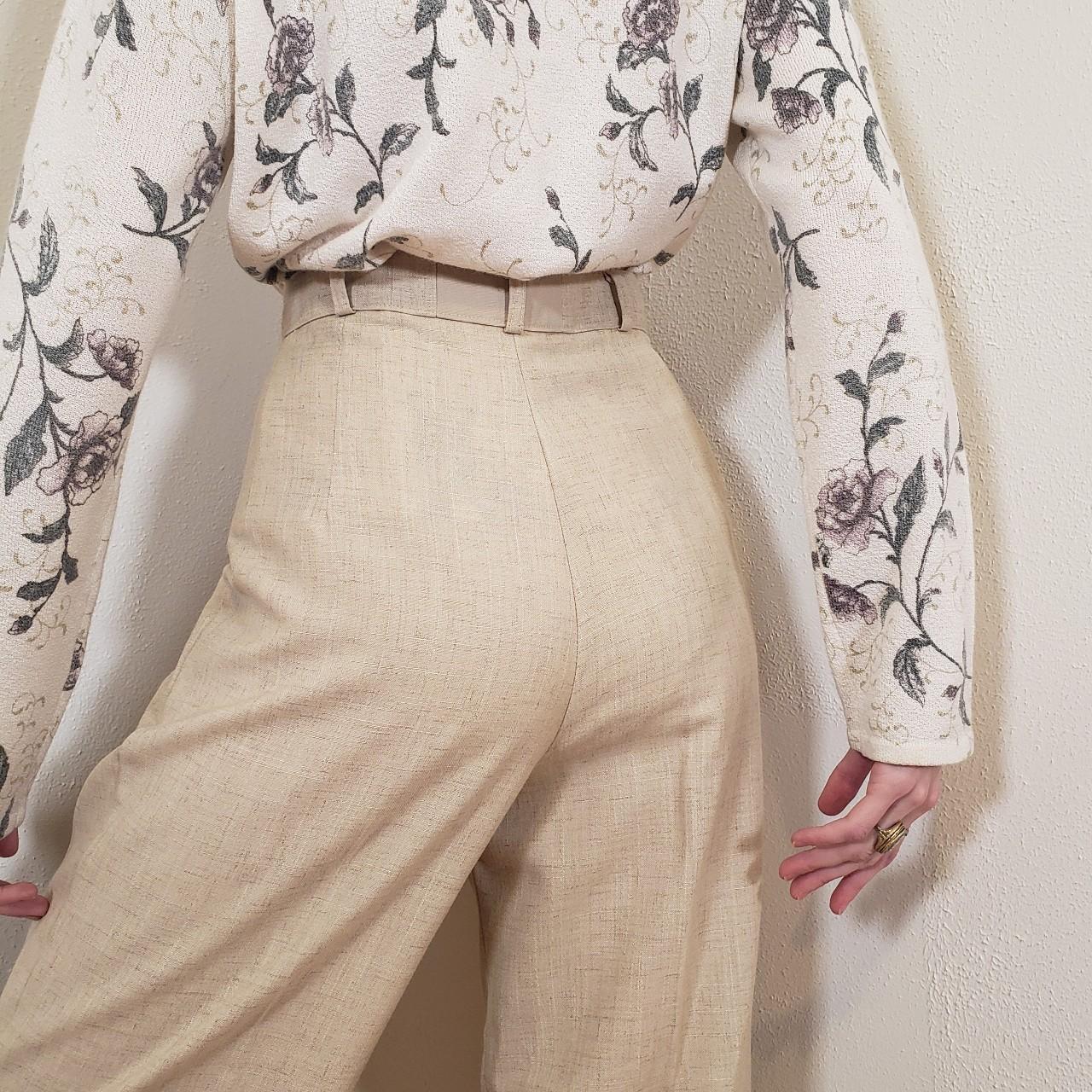 Minimalist Cream Trousers These vintage high... - Depop