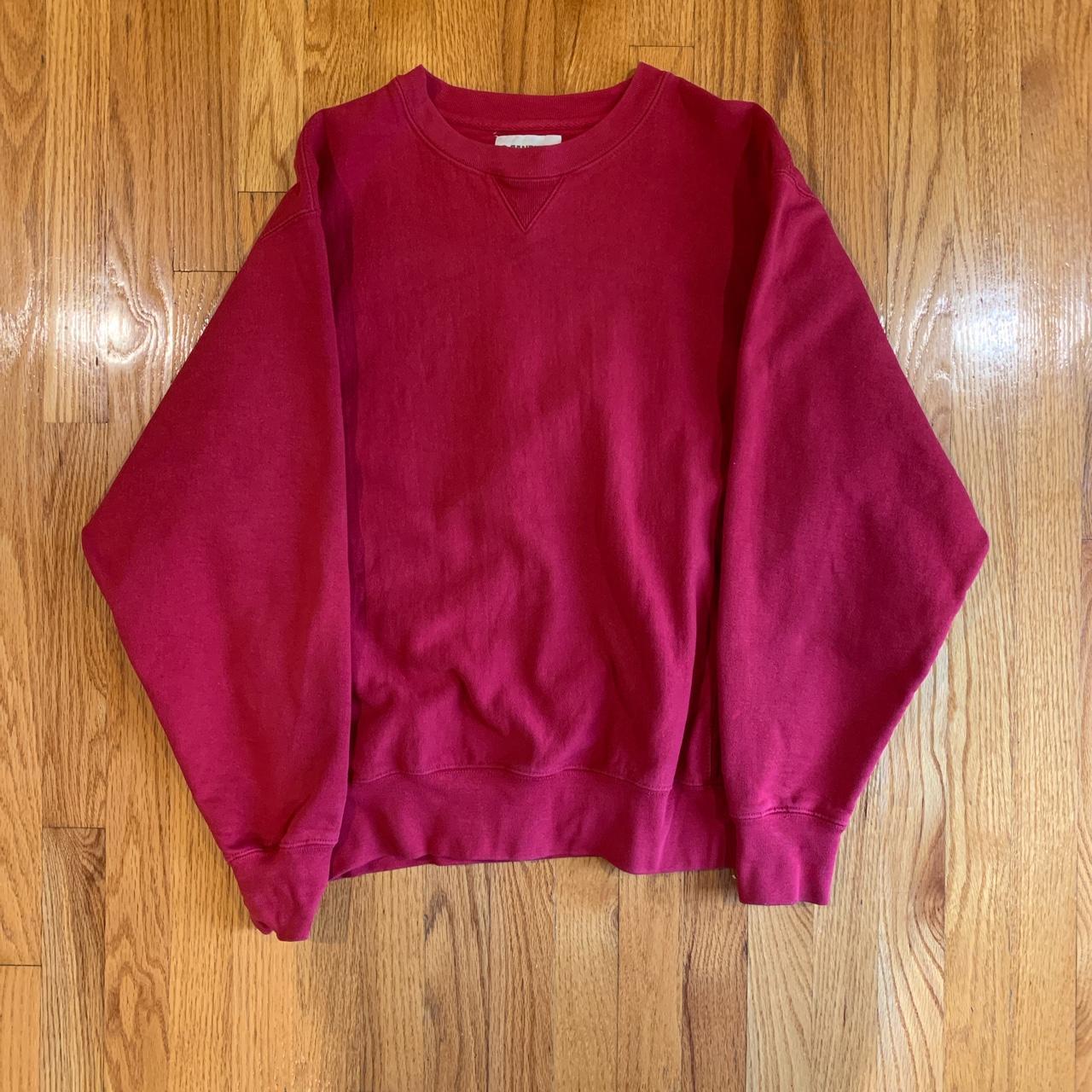 extremely thick blank red sweater tagged as m - Depop