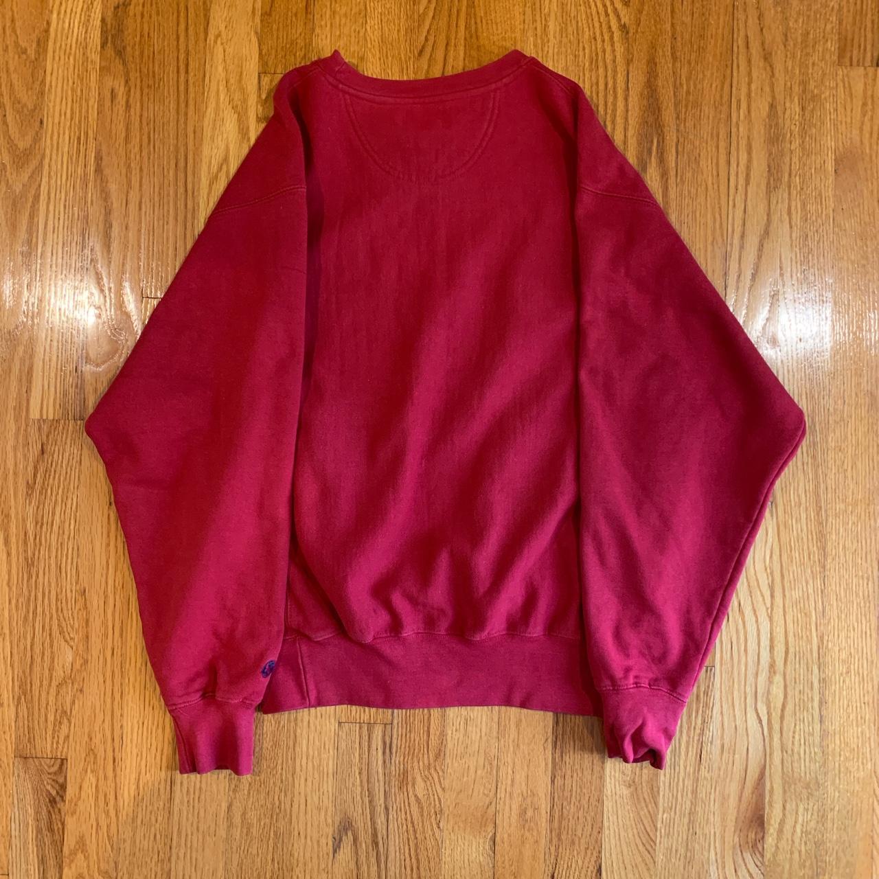 extremely thick blank red sweater tagged as m - Depop