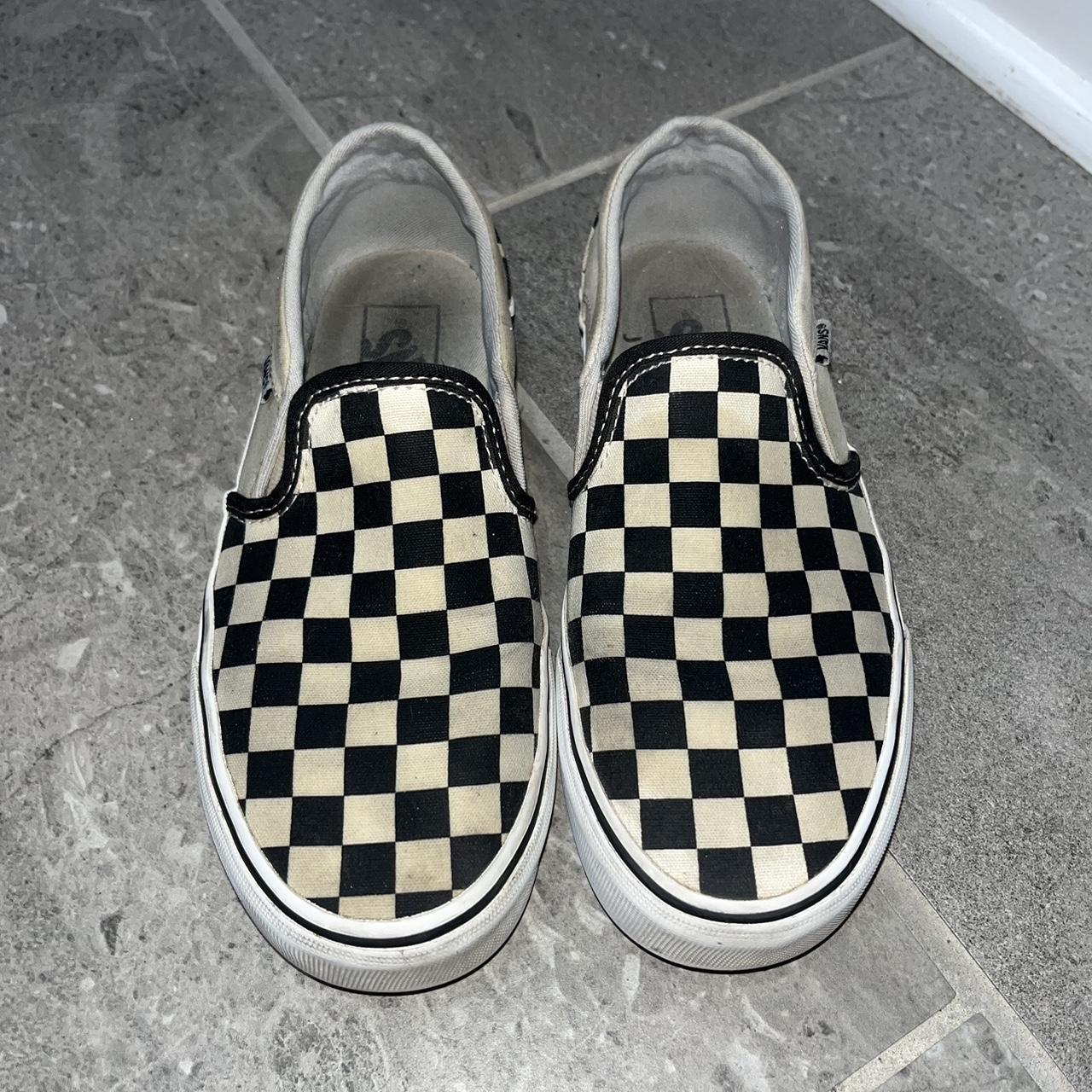 Checkered vans, cream women’s 6.5 - Depop