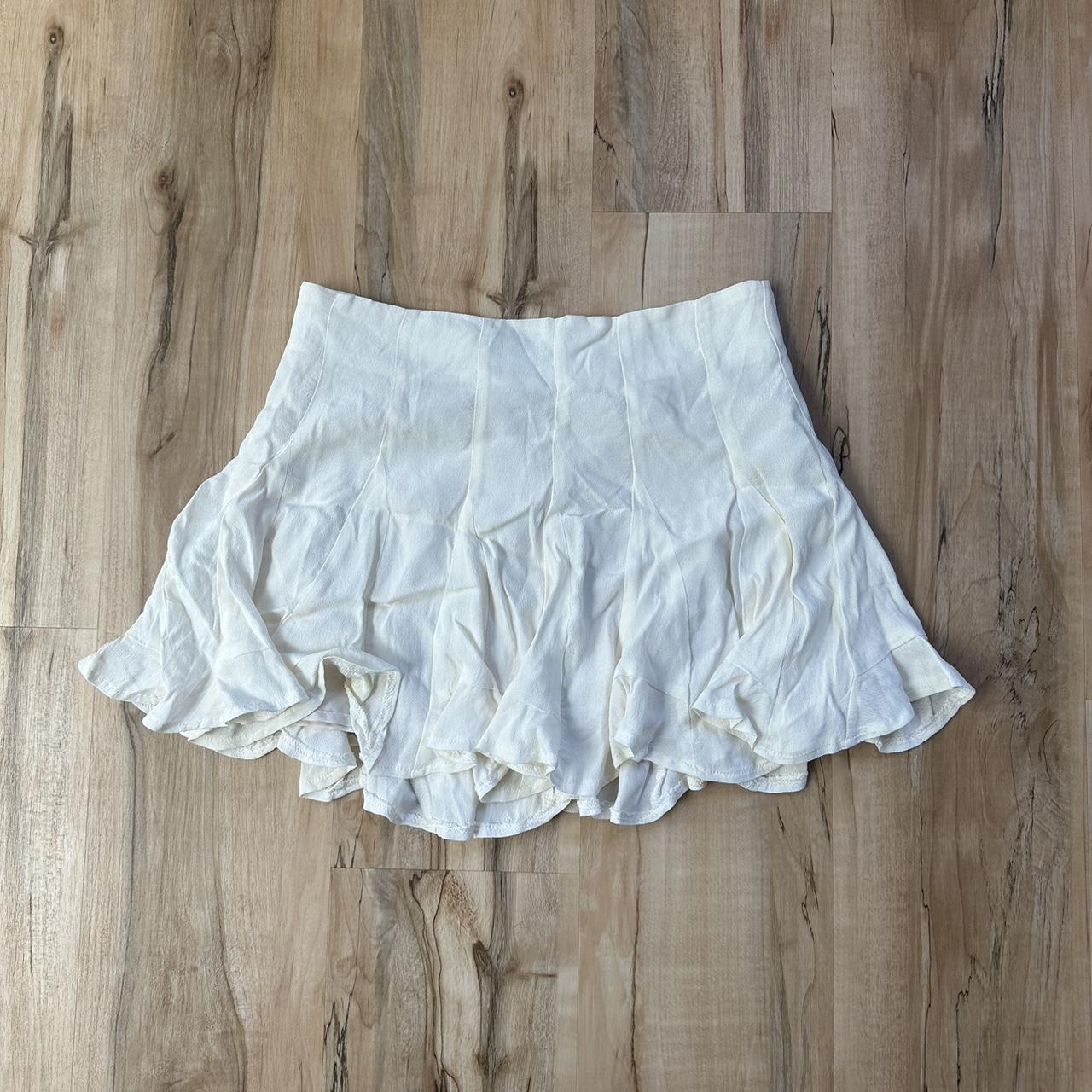 Frilly flouncy white miniskirt. Sheer cream chiffon... - Depop