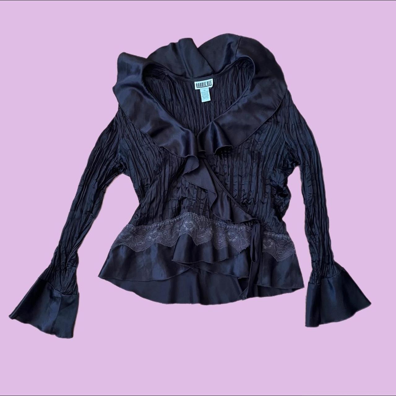 repop! beautiful vintage 90s brown wrap top with... - Depop