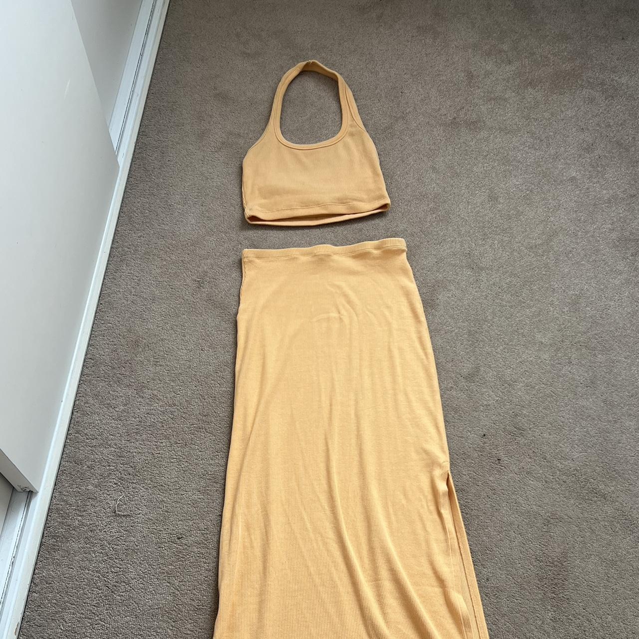 Kookai orange skirt and halter top set RRP for both... - Depop