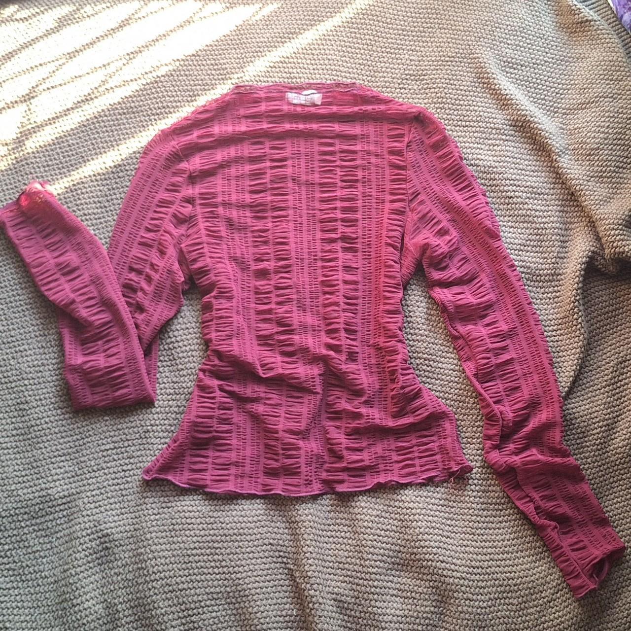 Glassons - Dark red mesh long sleeve top. (Size... | Depop