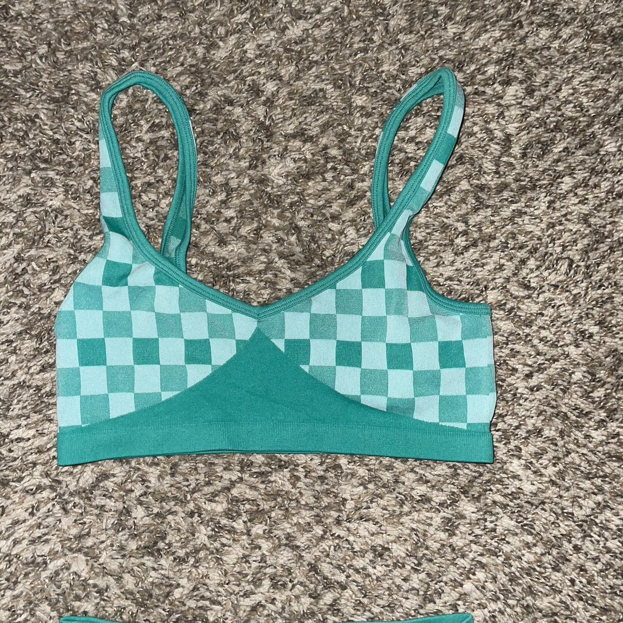 teal checkered pacsun active set top and bottom both... - Depop