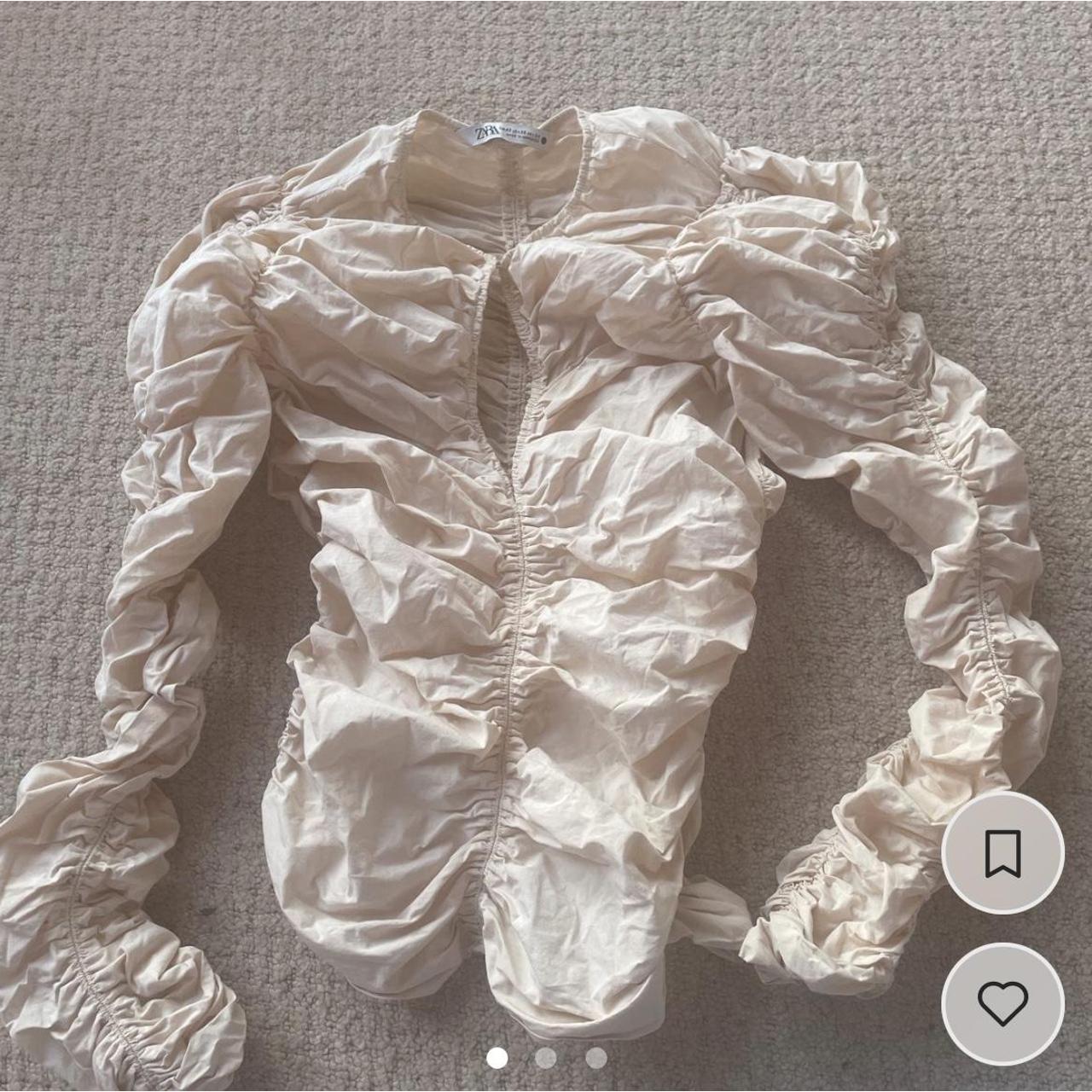 zara ruffle blouse perfect for going out/sixth form... - Depop