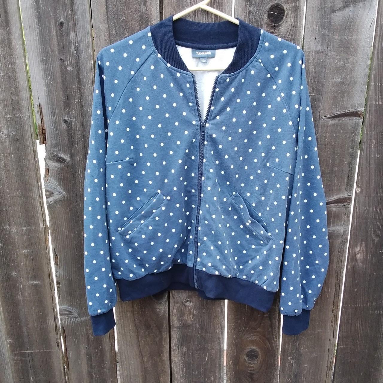 ModCloth Women's White and Blue Jacket | Depop