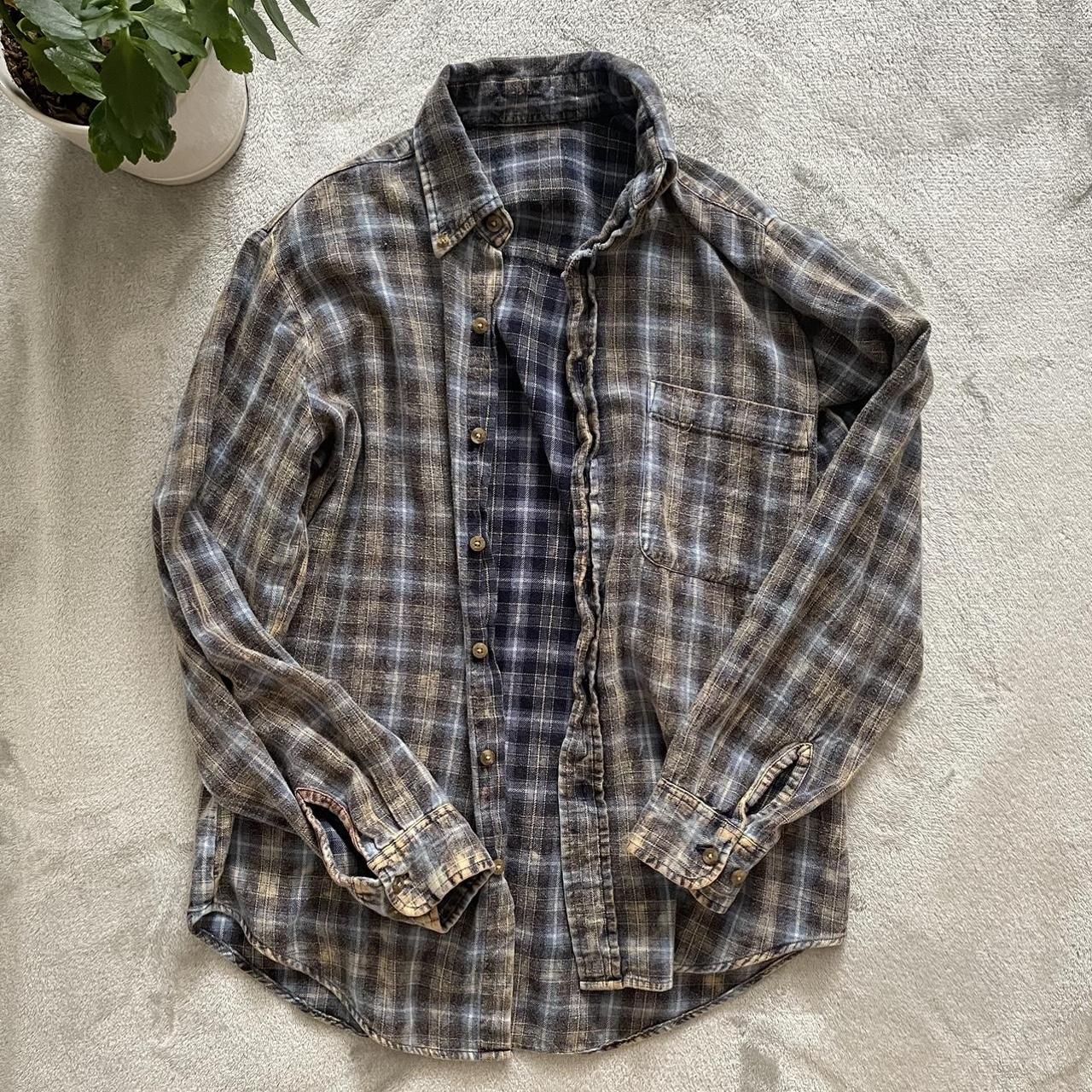 urban outfitters unique flannel (no size tag) -... - Depop