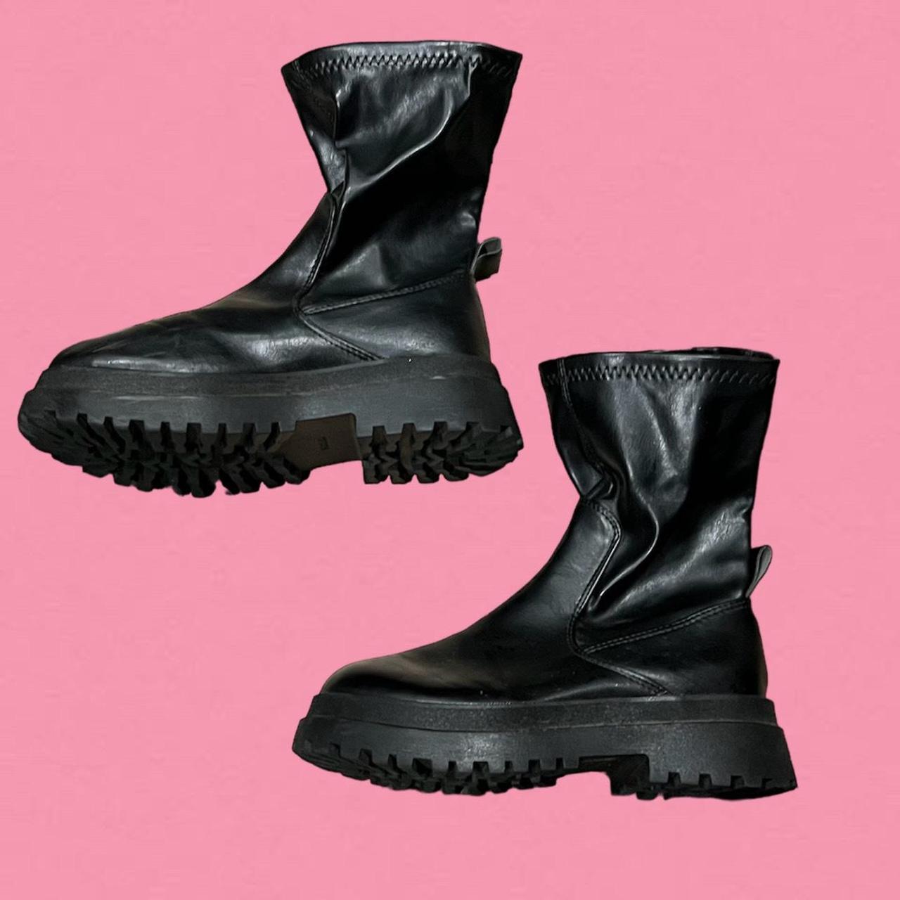 Black platform boots. Fun lil goth stompers, only... - Depop