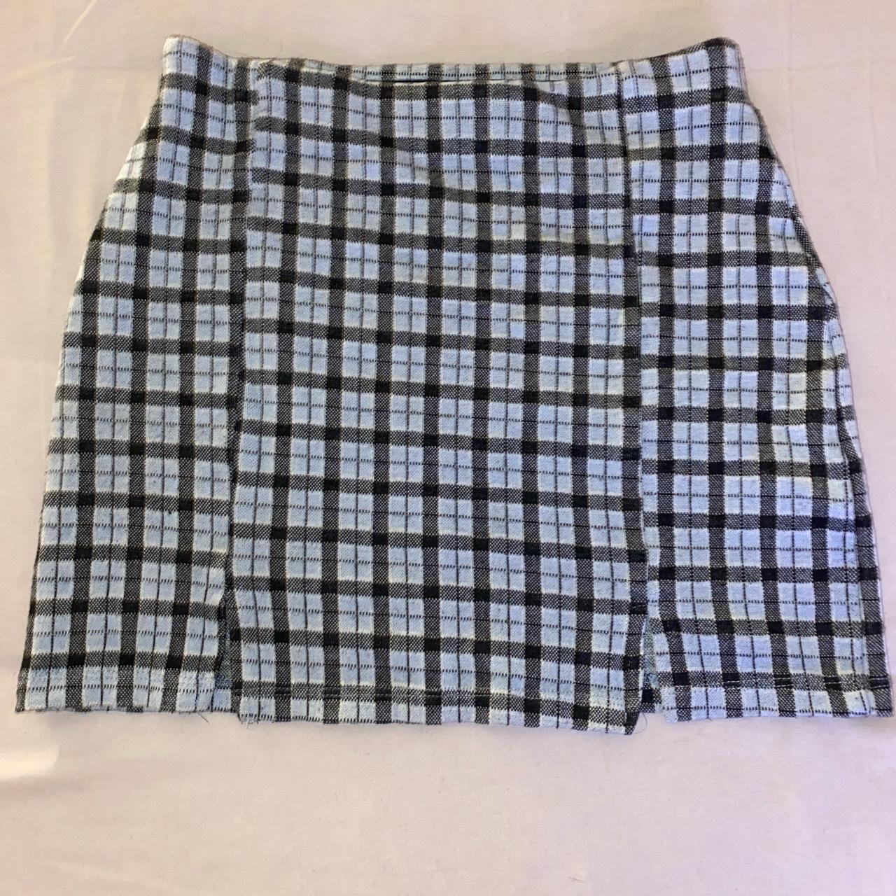 Black and blue checkered skirt Elastic waistband... - Depop