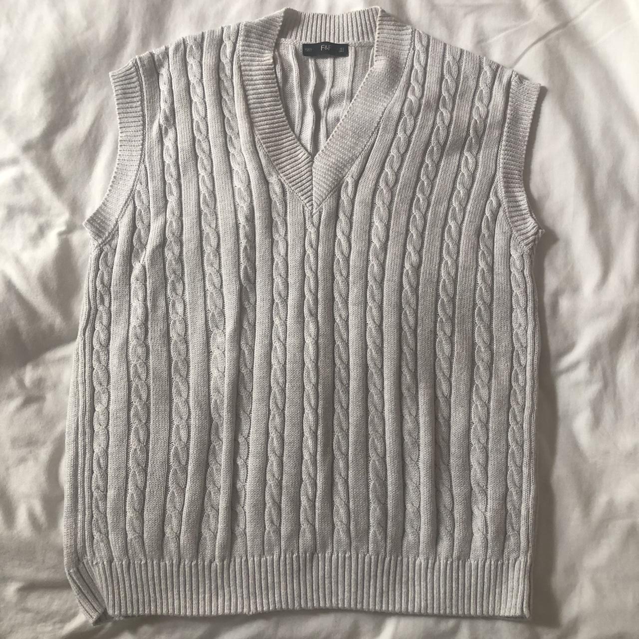 oversized light grey sweater vest only worn once,... - Depop