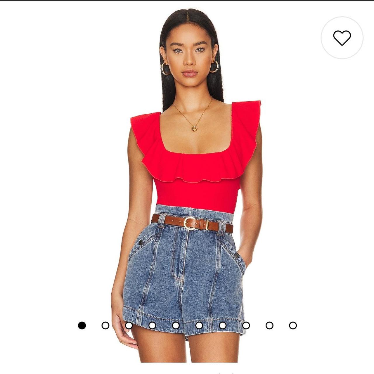 Show me your Mumu Red ruffle bodysuit #ruffle - Depop