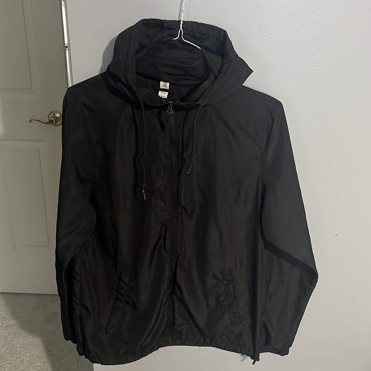 Black Windbreaker Zip Up Jacket. Black polyester zip... - Depop