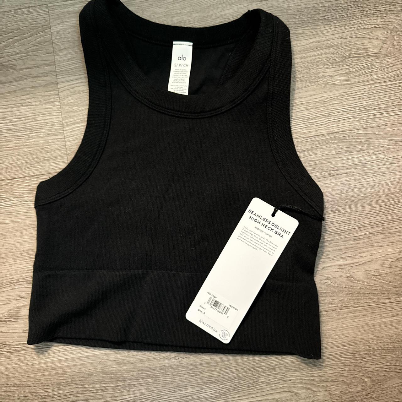 Fitted Black ribbed Alo tank top #activewear... - Depop