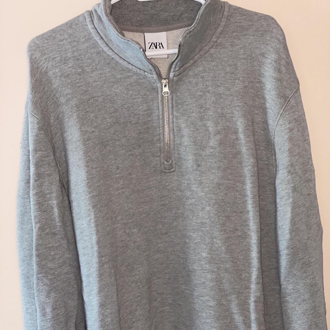 XL grey Zara quarter zip! Super comfy and it's heavy... - Depop
