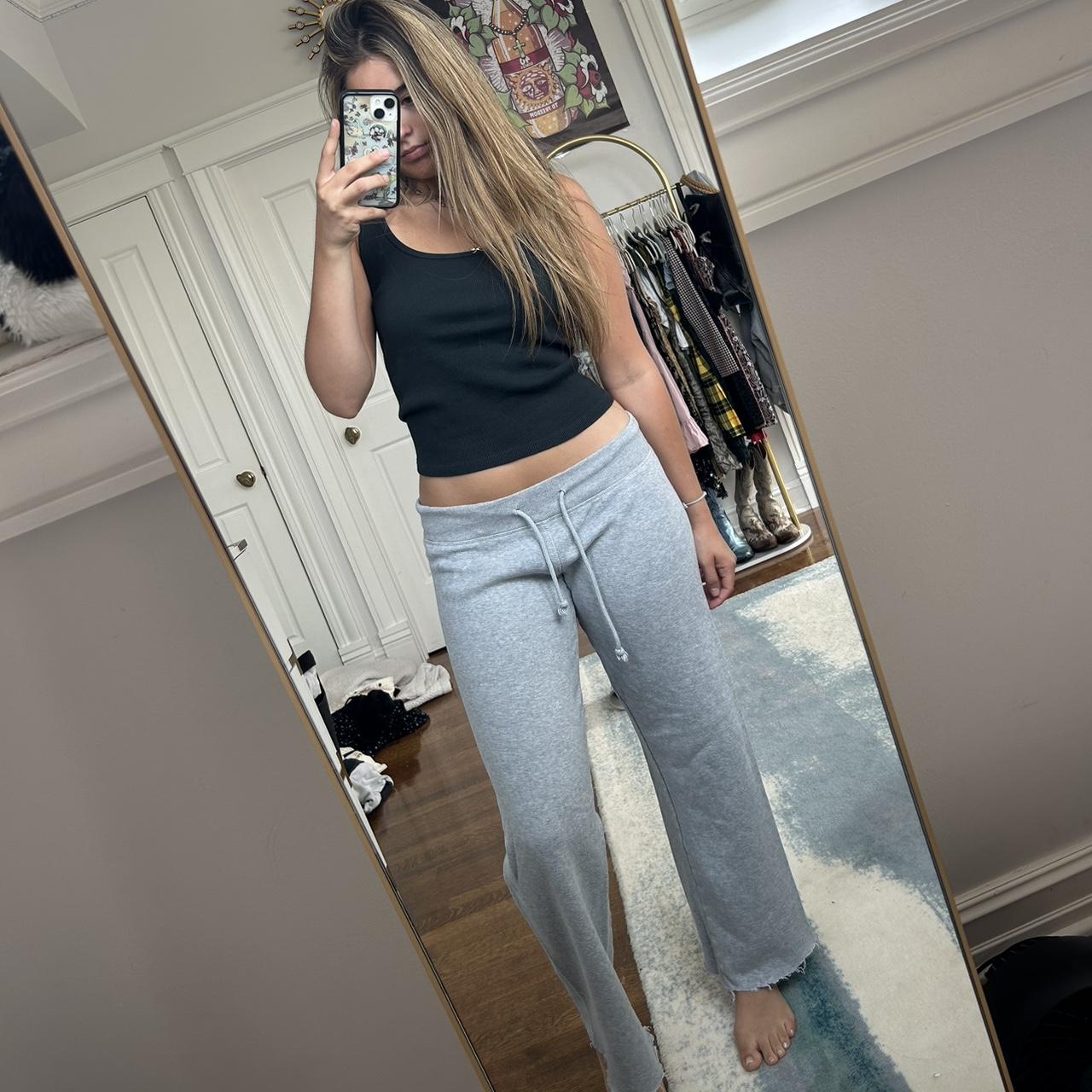 low waisted wide leg brandy grey sweats #yoga... - Depop
