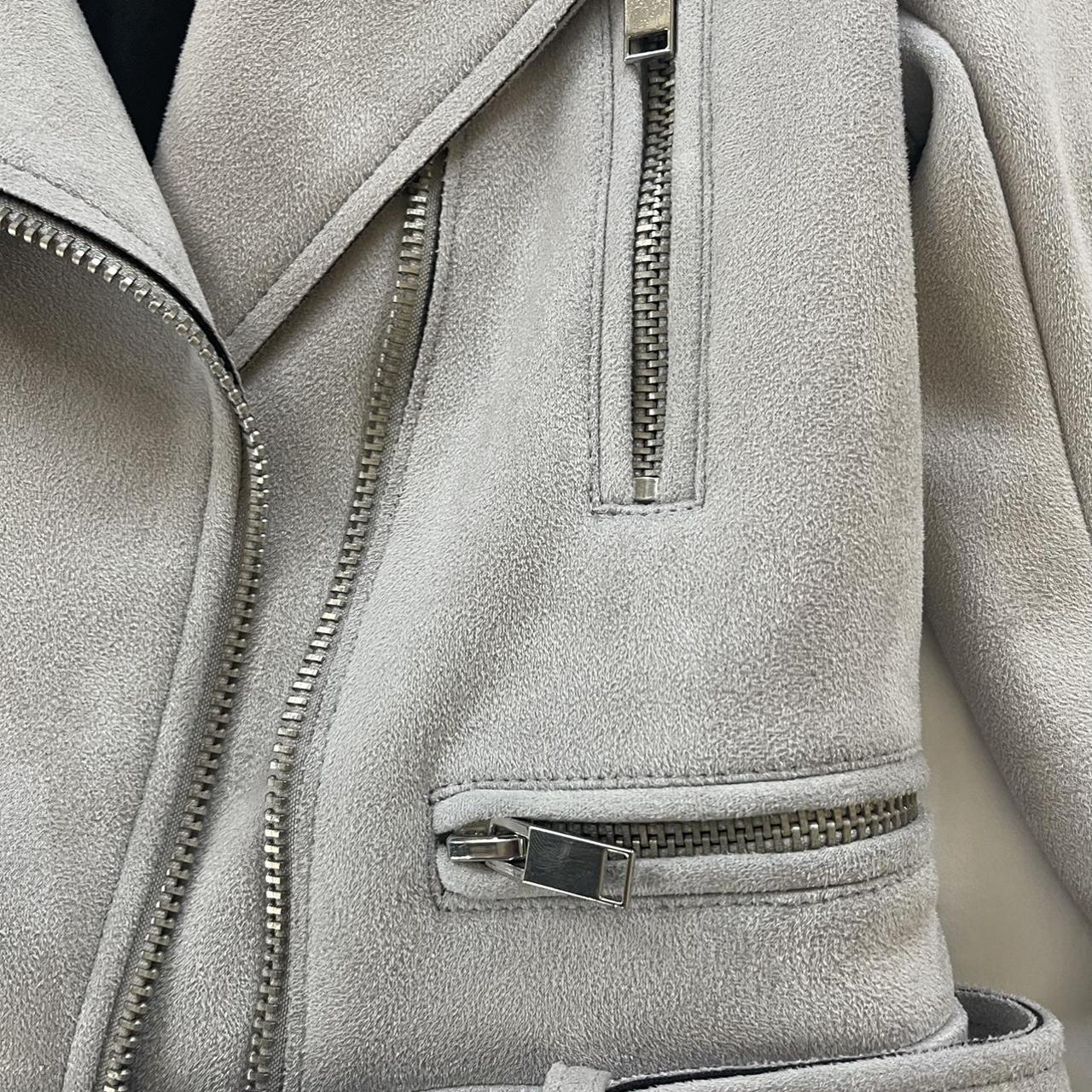 ZARA gray suede leather jacket. With silver hardware... | Depop