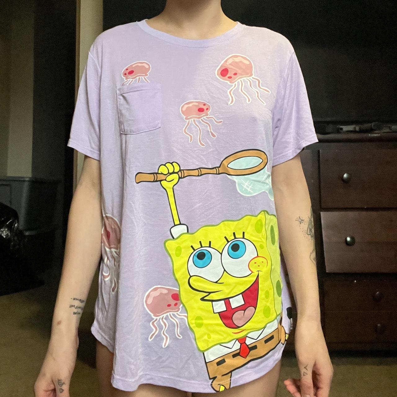 nickelodean spongebob purple t shitt, size xxl but... | Depop