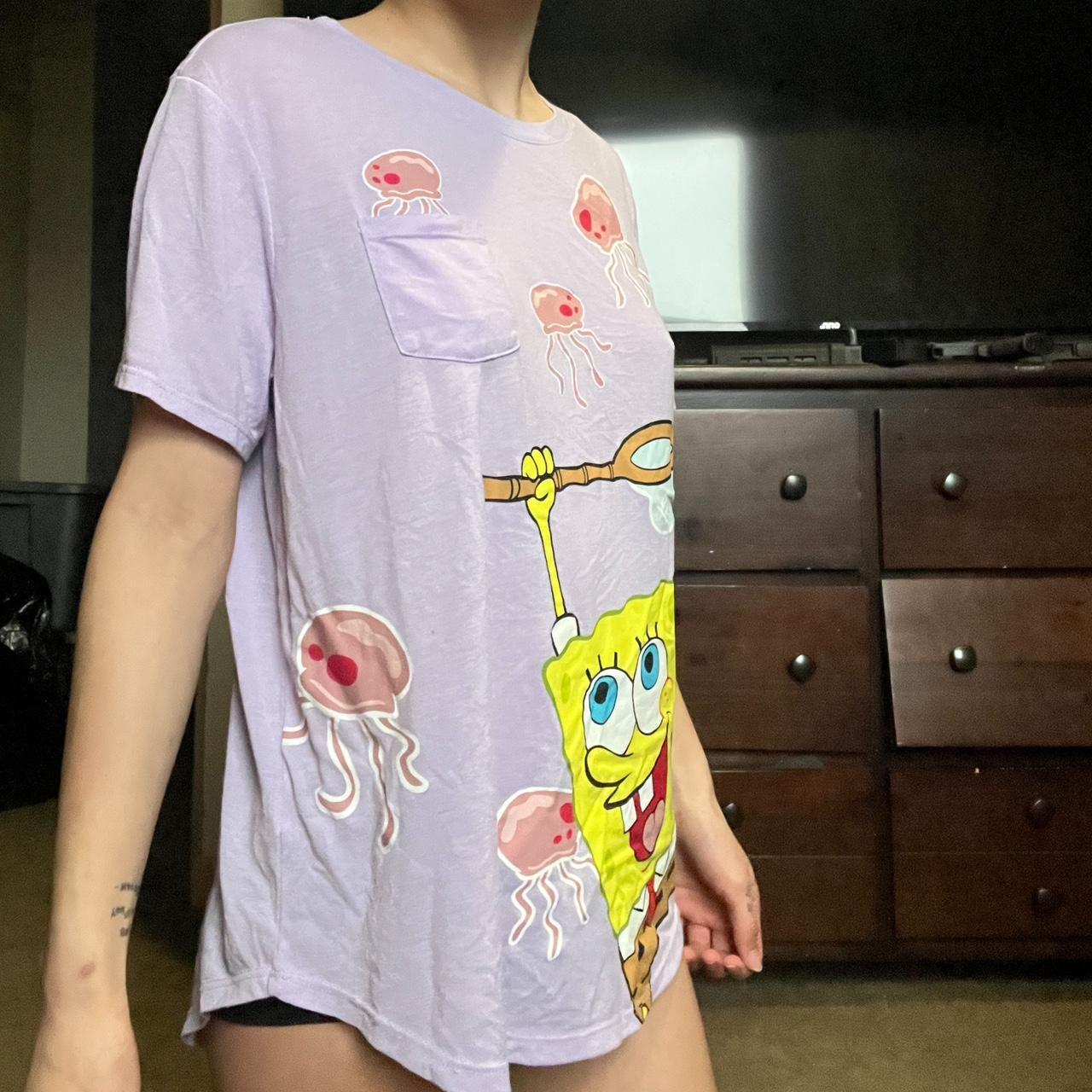 nickelodean spongebob purple t shitt, size xxl but... | Depop