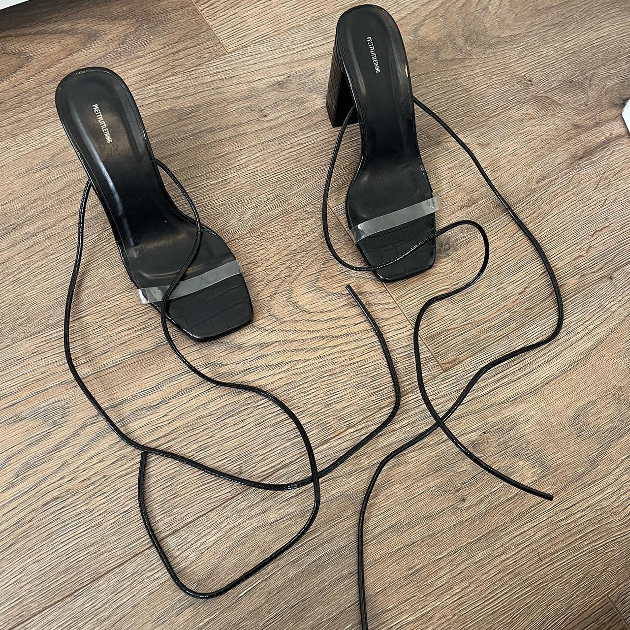 PrettyLittleThing Tie-Up lace heels - Size 5 Great... - Depop