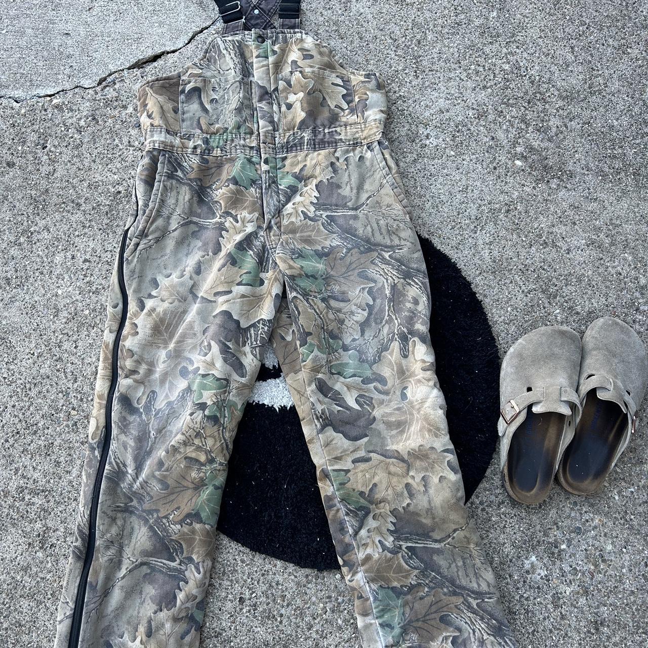 camo thermal overalls size M perfectly faded send... - Depop