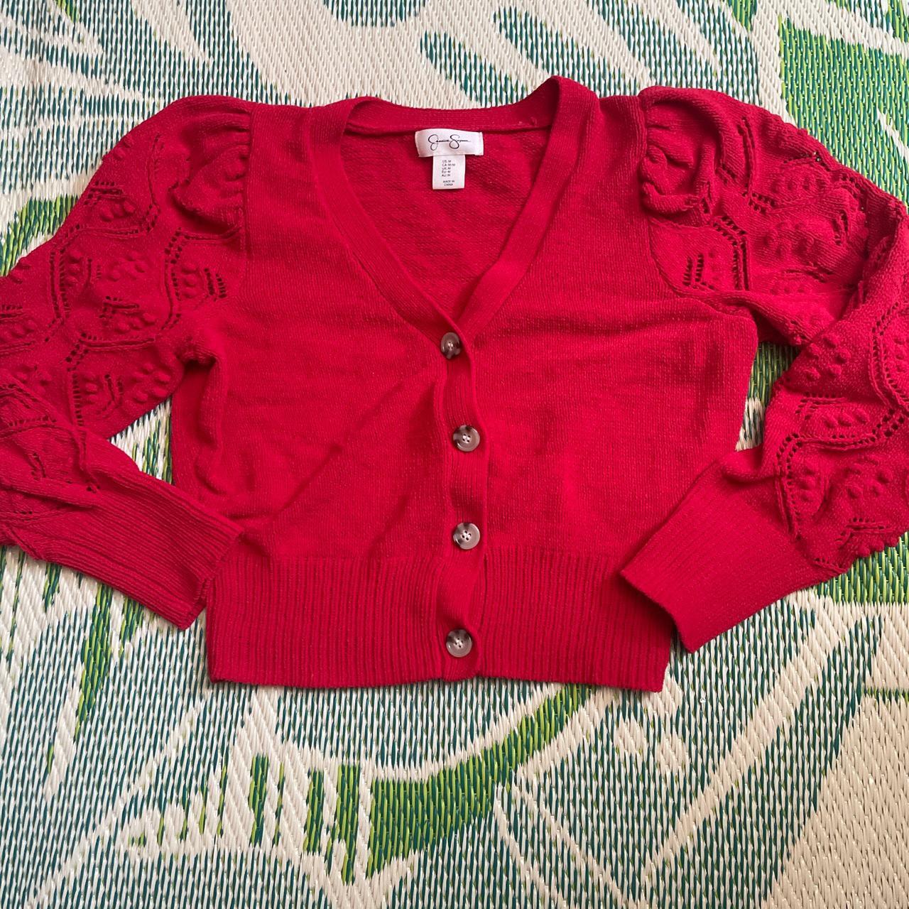 Jessica Simpson Women's Red Cardigan | Depop