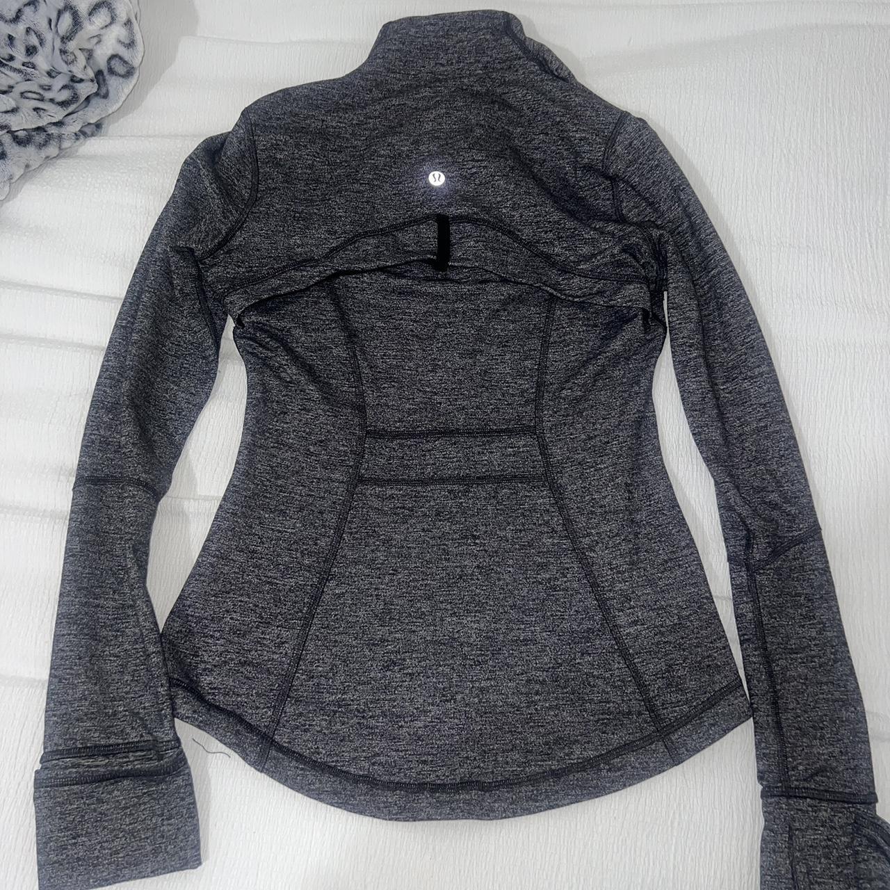 grey lulu define jacket size 6 in perfect condition,... - Depop