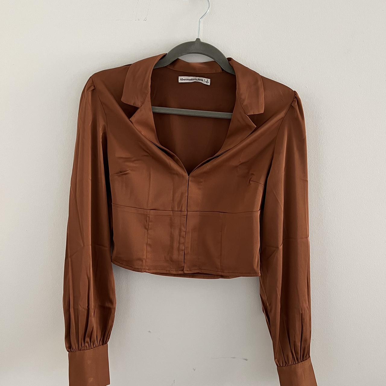 Abercrombie & Fitch copper blouse. Button up. Crop... - Depop