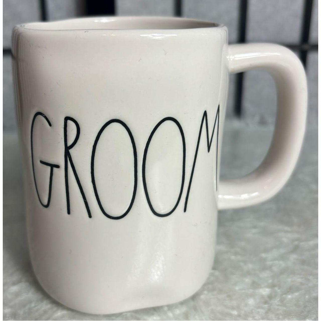 Rae Dunn GROOM Coffee Cup White with Black writing... - Depop